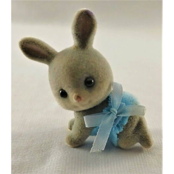 Epoch | Holiday | Vintage Flocked Gray Bunny Rabbit Retired 985 Epoch ...